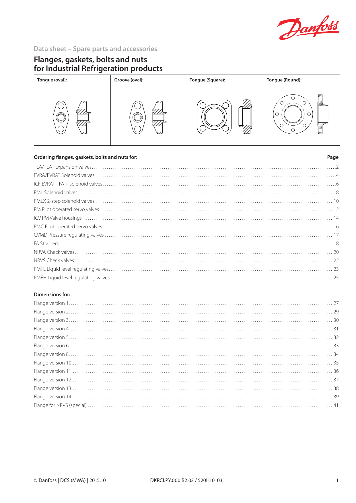 Danfoss Flanges, gaskets, bolts and nuts for Industial Refrigeraton ...