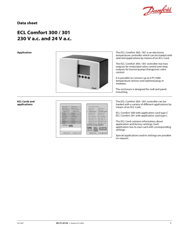 Danfoss ECL Comfort 300 / 301 Data Sheet | Manualzz