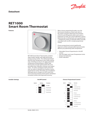 Danfoss RET1000 Smart Room Thermostat Data Sheet | Manualzz