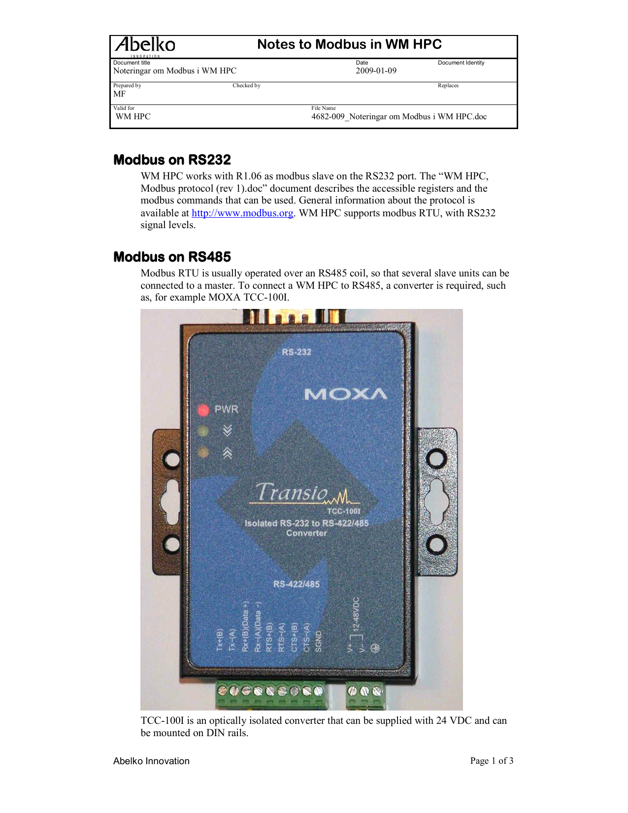Danfoss Modbus settings (EN) Data Sheet | Manualzz