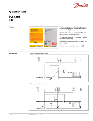 Danfoss ECL Comfort, Card P30 Application Guide | Manualzz