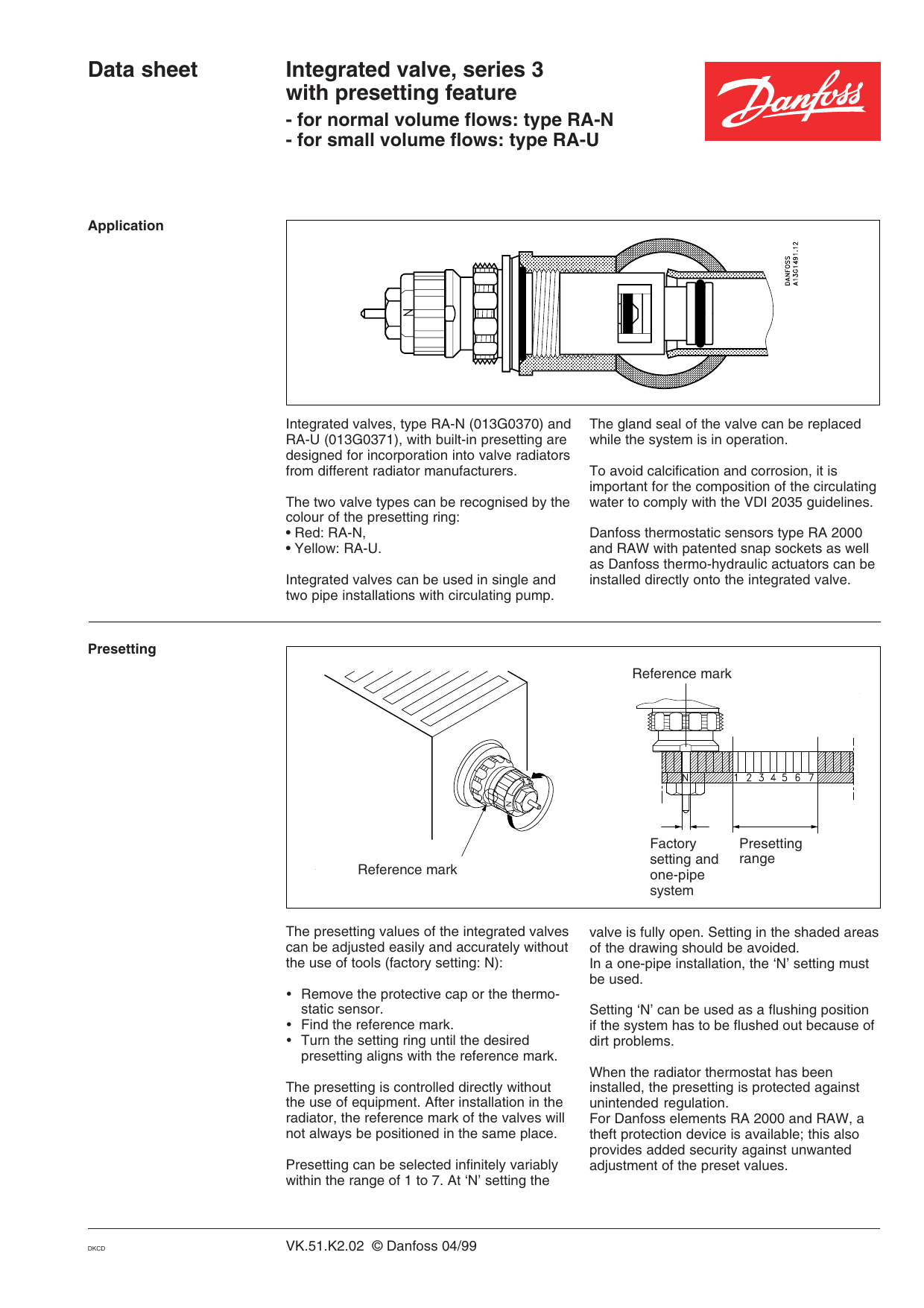 Danfoss Integrated valves, type 013G0370 & 013G0371 Datasheet | Manualzz