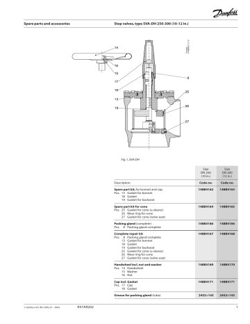 Danfoss Stop valves, type SVA-DH 250-300 Data Sheet | Manualzz