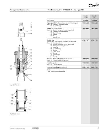 Danfoss Overflow valves, type OFV 20-25 Data Sheet | Manualzz