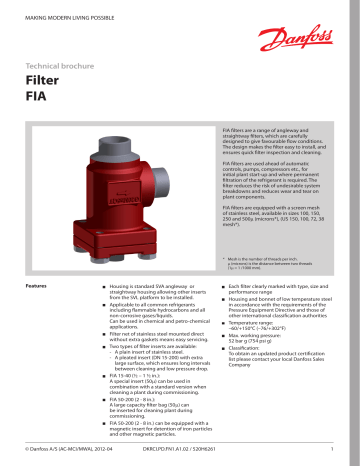 Danfoss Filter FIA 数据表 | Manualzz