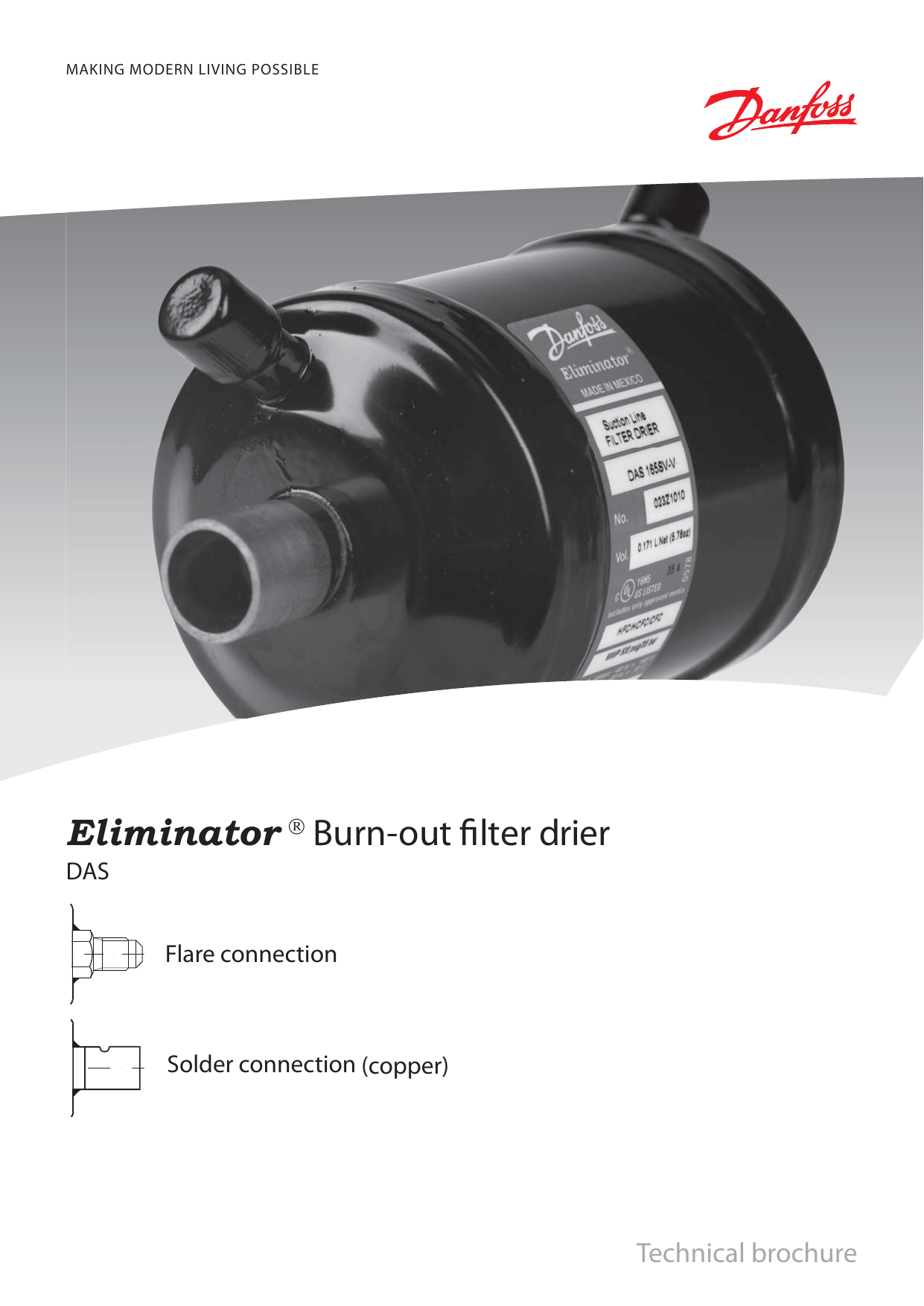 Danfoss Eliminator® Burn-out filter driers, type DAS Datasheet | Manualzz