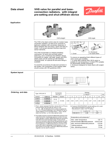 Danfoss VHS valve Data Sheet | Manualzz
