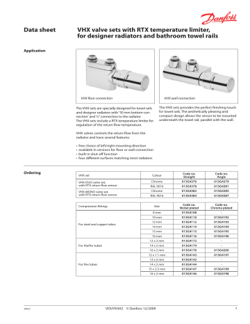 Danfoss VHX valve sets Data Sheet | Manualzz