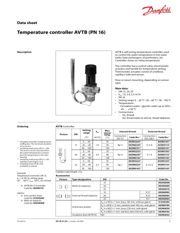 Danfoss AVTB Data Sheet | Manualzz