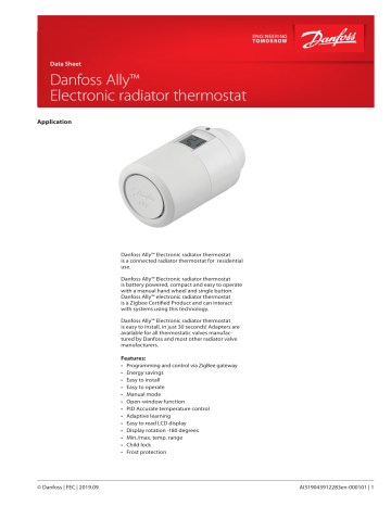 Danfoss Ally™ Electronic radiator thermostat Data Sheet | Manualzz