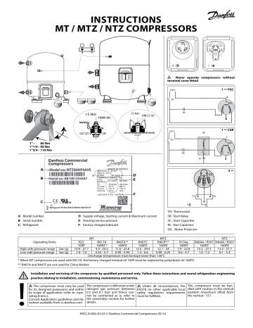 Danfoss MT / MTZ / NTZ compressors Installation Guide | Manualzz