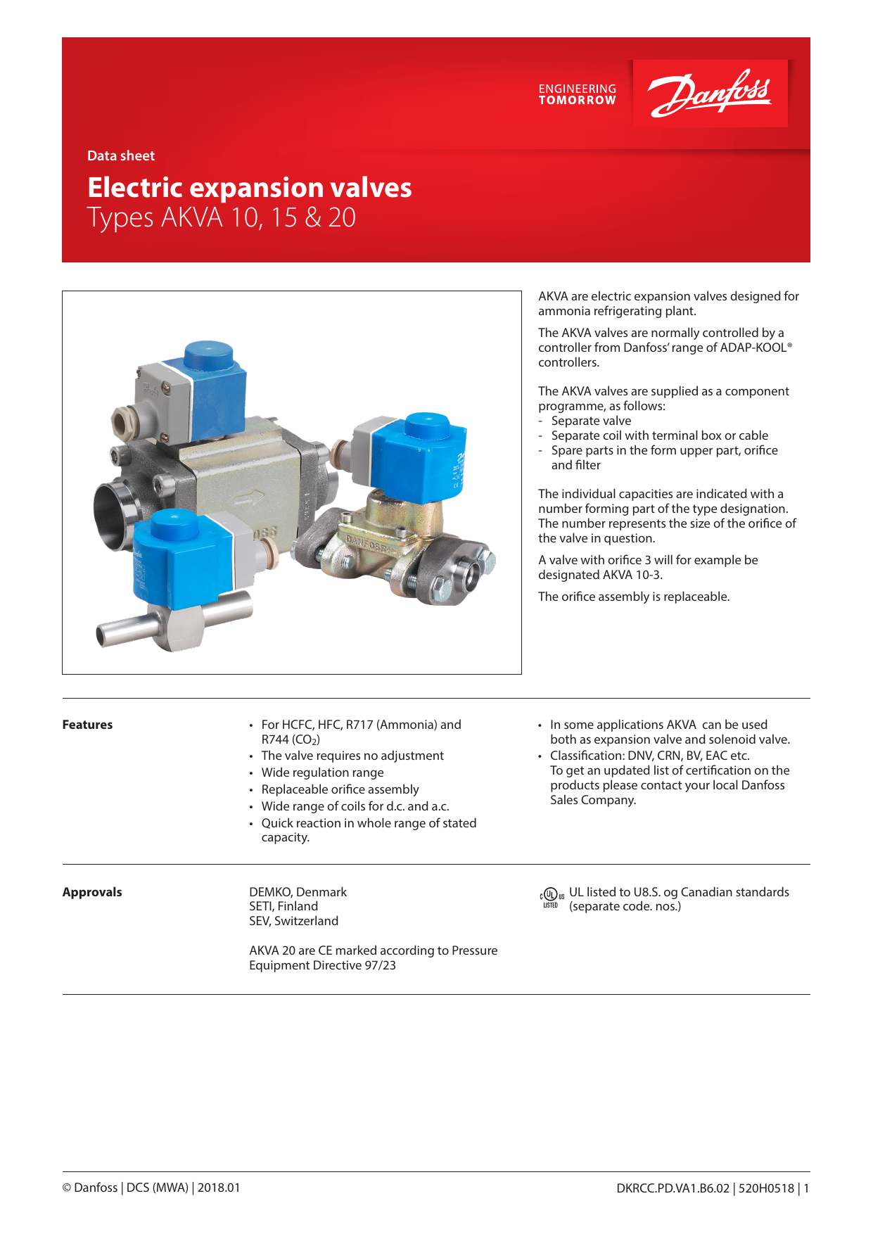 Danfoss Electric expansion valve, Type AKVA 10, 15 & 20 Datasheet ...