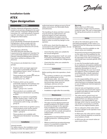 Danfoss ATEX products Installation Guide | Manualzz