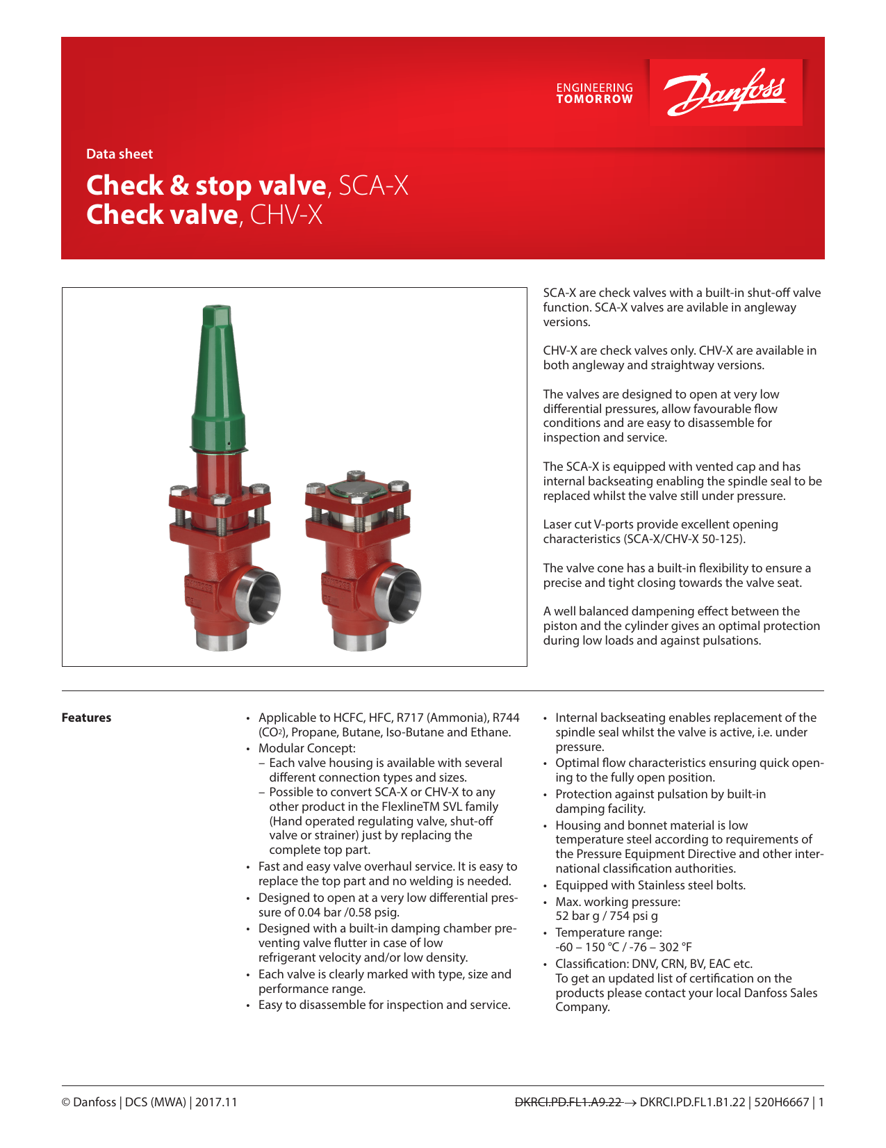 Danfoss Check & stop valves, SCA-X and Check valves, CHV-X Datasheet ...