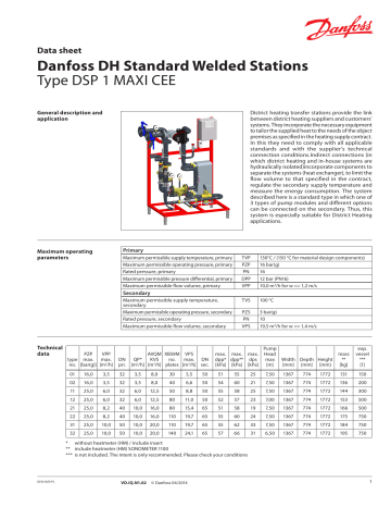 Danfoss DSP 1 MAXI CEE Data Sheet | Manualzz