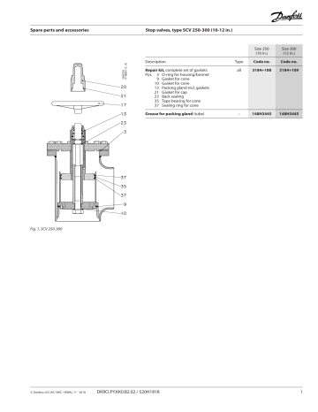 Danfoss Stop valves, type SCV 250-300 Data Sheet | Manualzz