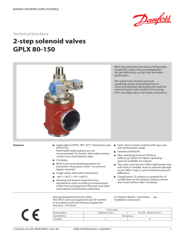 Danfoss Gas powered stop valves, type GPLX Data Sheet | Manualzz