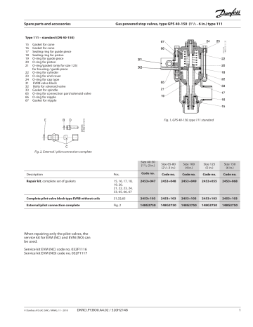 Danfoss Gas powered stop valves, type GPS 40-150 Data Sheet | Manualzz