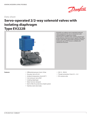 Danfoss Solenoid valves Data Sheet | Manualzz