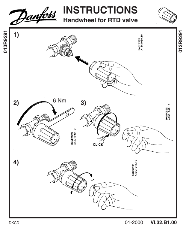Danfoss Handwheel for RTD valves Installation Guide | Manualzz