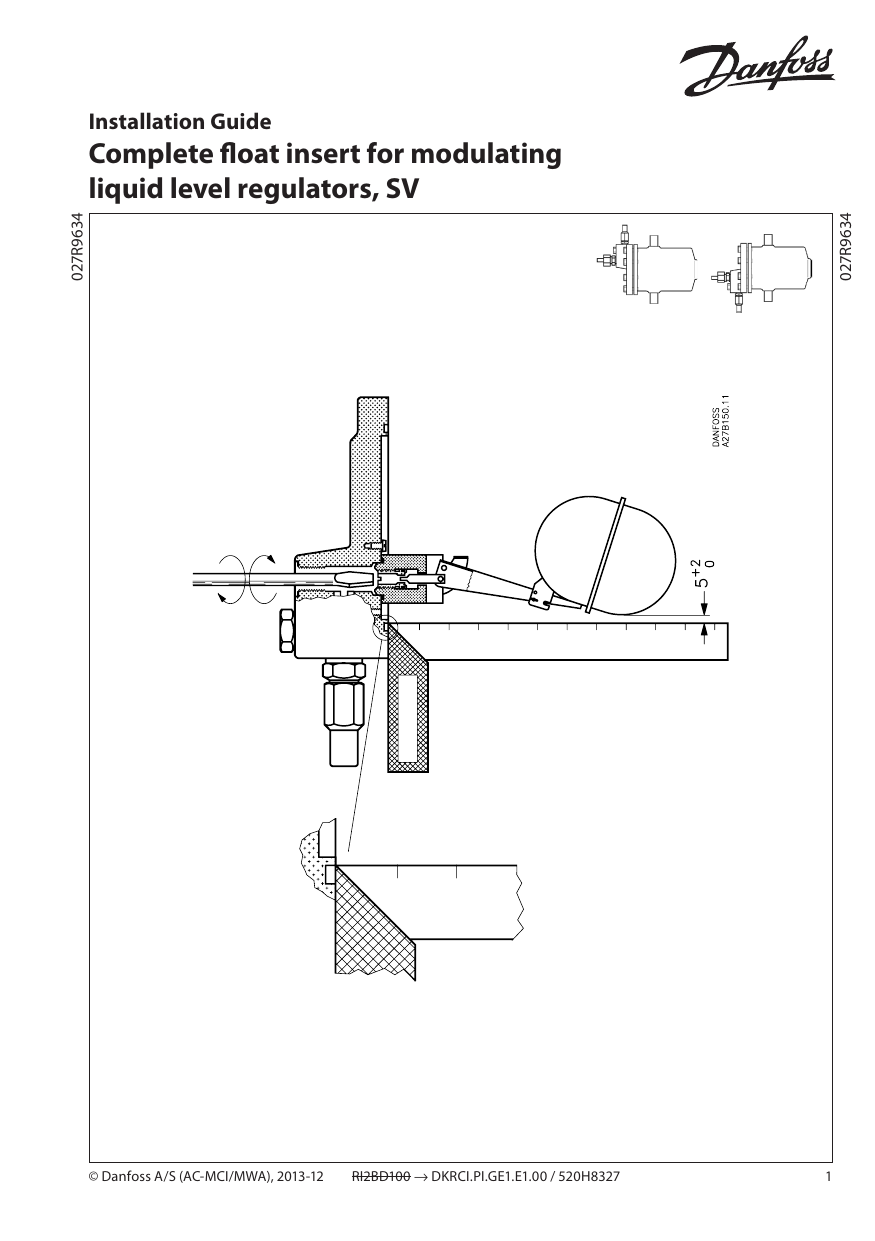 Danfoss SV complete float insert Installation guide | Manualzz