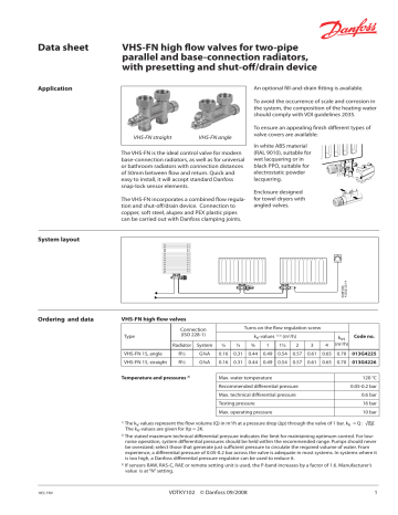 Danfoss VHS-FN high flow valves for two-pipe systems Data Sheet | Manualzz