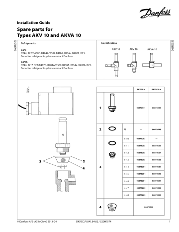 Danfoss Spare parts for AKV 10 valves Installation Guide | Manualzz