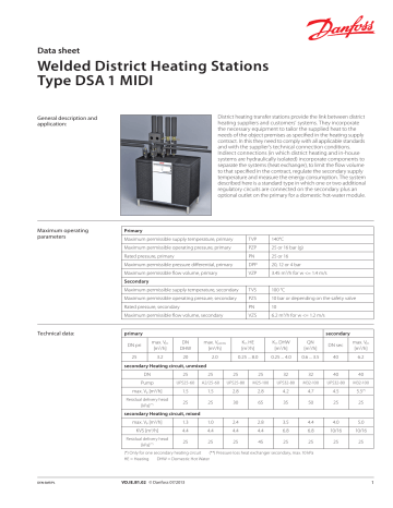 Danfoss DSA 1 MIDI Data Sheet | Manualzz