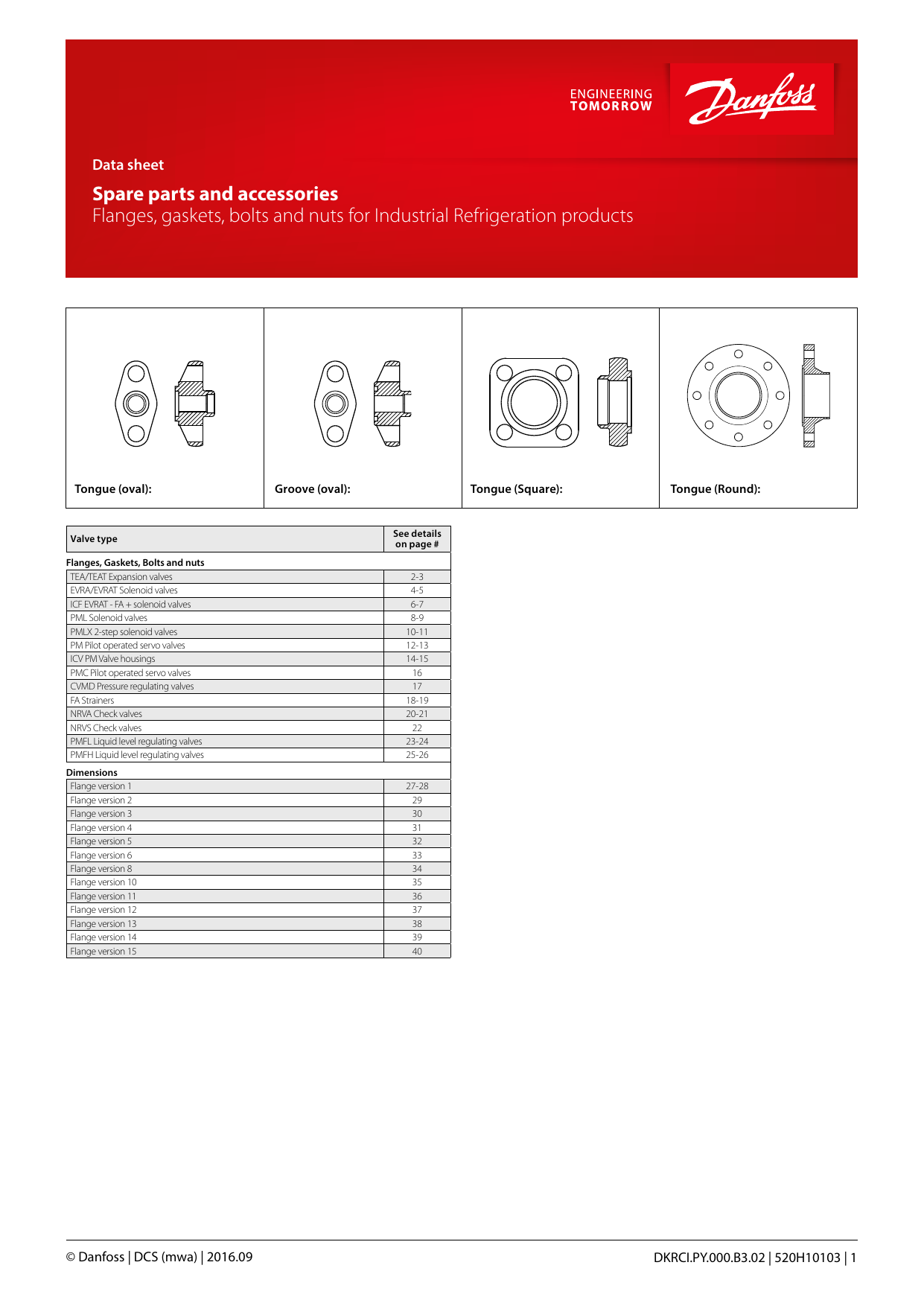 Danfoss Flanges, gaskets, bolts and nuts for Industial Refrigeraton ...