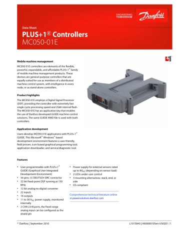 Danfoss PLUS+1® MC050-01E Controller Data Sheet | Manualzz