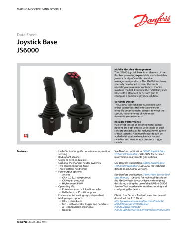 Danfoss JS6000 Joystick Base Data Sheet | Manualzz