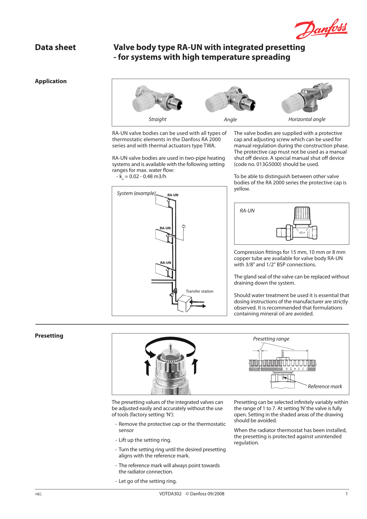 Danfoss Valve body type RA-UN Datasheet | Manualzz