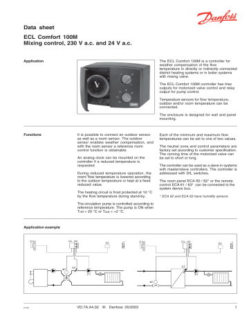 Danfoss ECL Comfort 100M Data Sheet | Manualzz