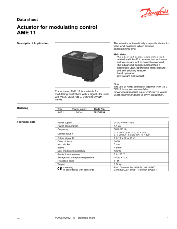 Danfoss AME 11 Data Sheet | Manualzz
