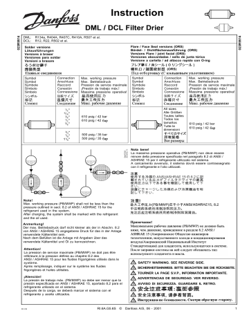 Danfoss DML / DCL Filter Drier Installationsanleitung | Manualzz
