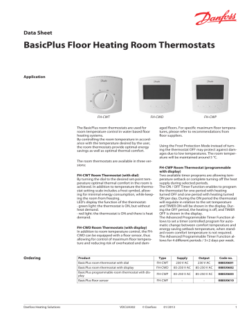 Danfoss Floor Heating Room Thermostats Data Sheet | Manualzz