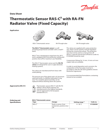 Danfoss Thermostatic sensor RAS-C2 Data Sheet | Manualzz