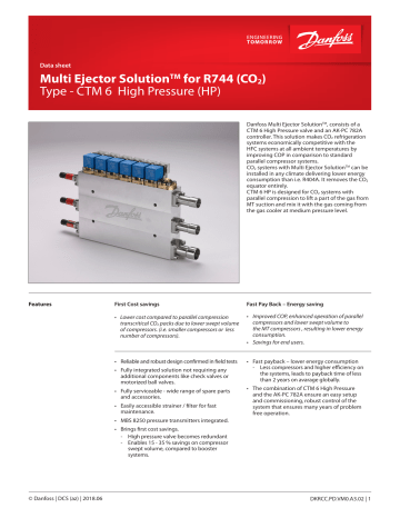 Danfoss Multi Ejector Solution. Type CTM 6 HP Data Sheet | Manualzz