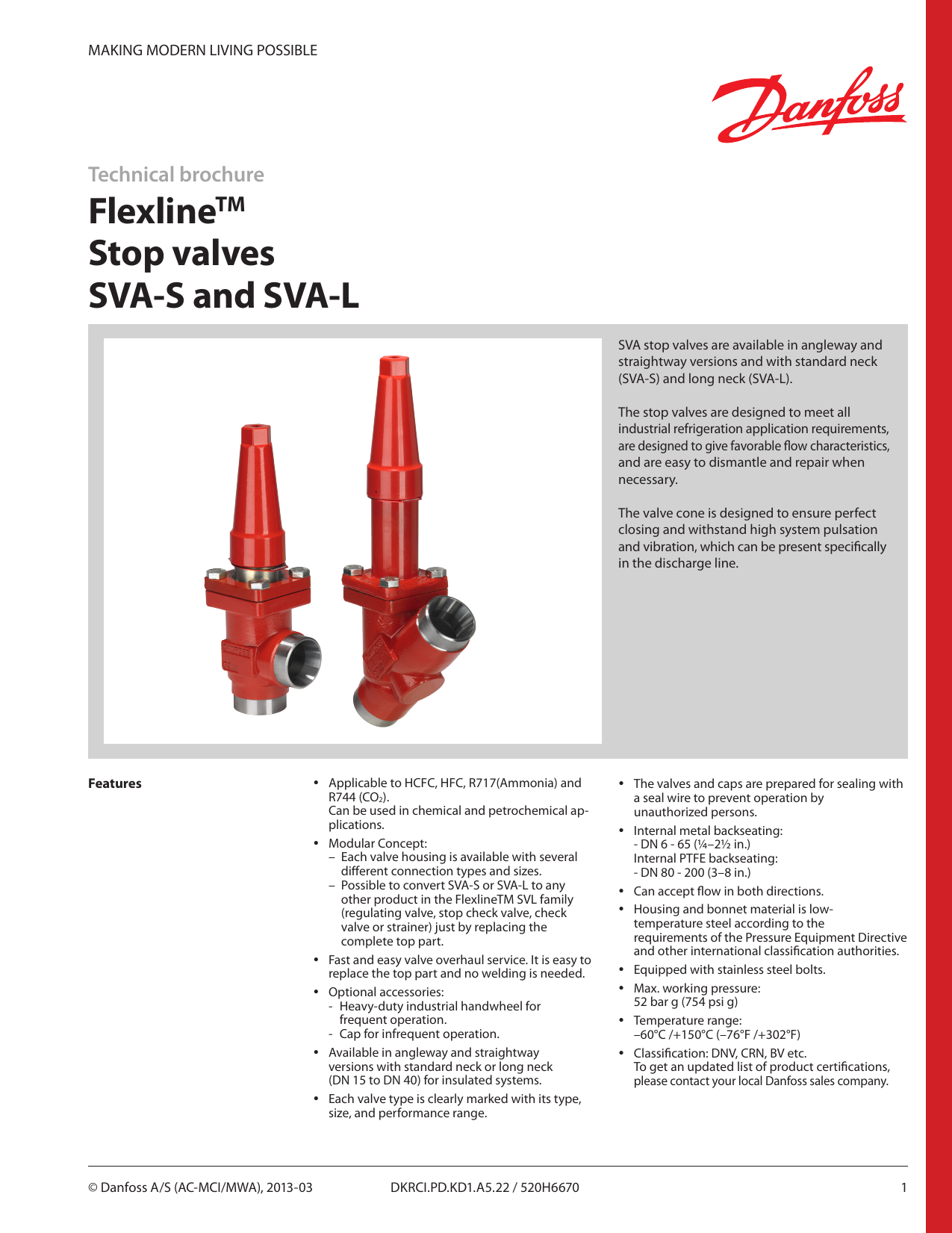 Danfoss Stop valves SVA-S and SVA-L Data Sheet | Manualzz