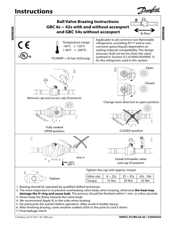 Danfoss GBC Ball Valve Brazing Installation Guide | Manualzz