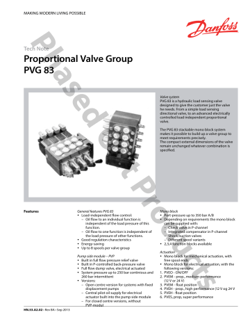 Danfoss PVG 83 Proportional Valve Tech Note User Guide | Manualzz