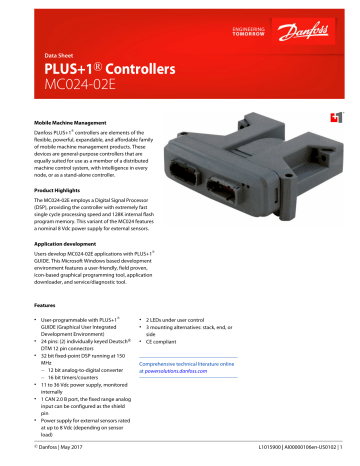 Danfoss PLUS+1® MC024-02E Controller Data Sheet | Manualzz