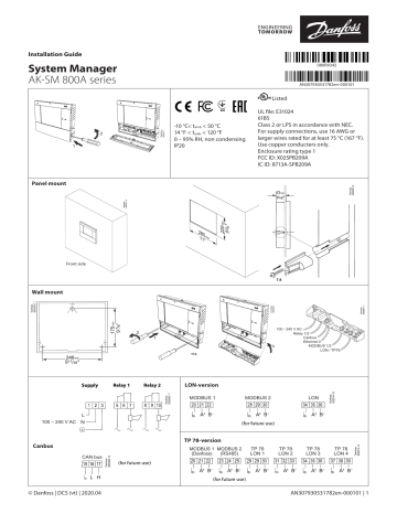 Danfoss System Manager, AK-SM 800A series Installation Guide | Manualzz
