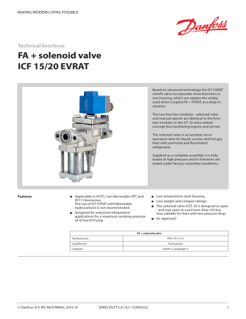 Danfoss FA + solenoid valve, type ICF 15/20 EVRAT Data Sheet | Manualzz