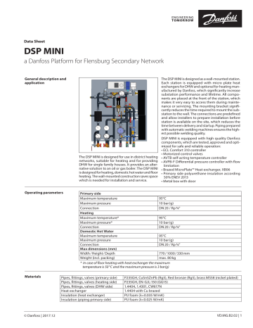 Danfoss DSP MINI Flensburg Data Sheet | Manualzz