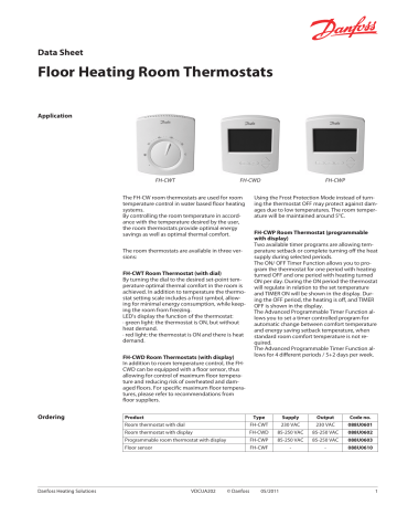 Danfoss Floor Heating Room Thermostats Data Sheet | Manualzz