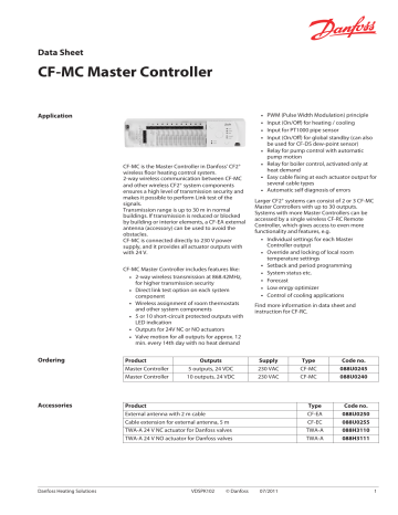 Danfoss CF-MC Master Controller Data Sheet | Manualzz