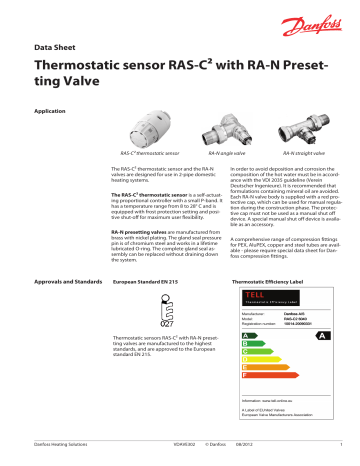 Danfoss Thermostatic sensor RAS-C2 Data Sheet | Manualzz
