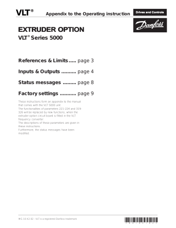 Danfoss VLT® 5000 Extruder Option Operating Guide | Manualzz
