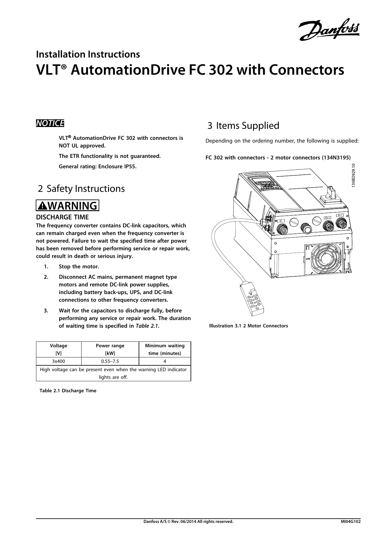 Danfoss Vlt® Automationdrive Fc 302 W Connectors Installation Guide Manualzz